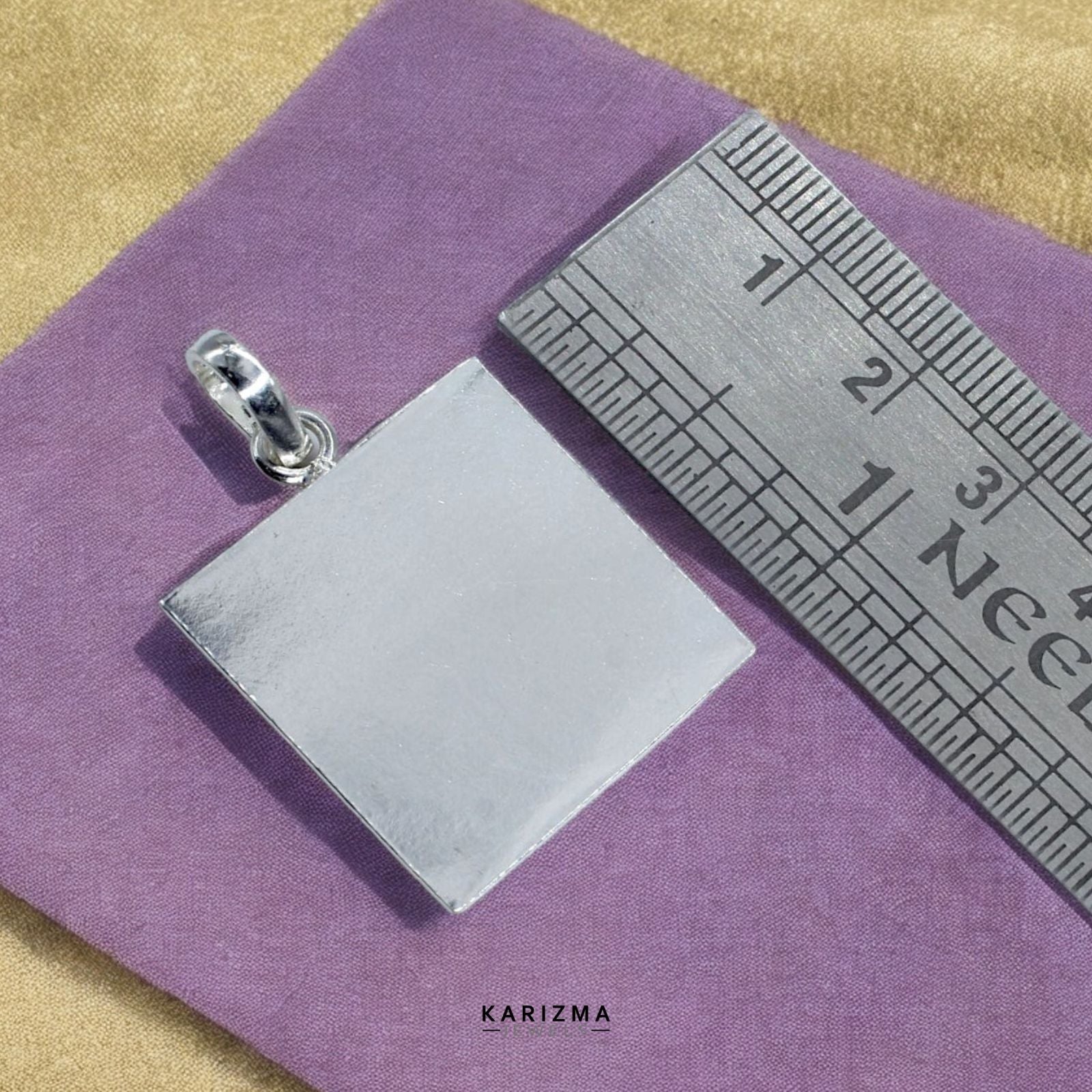 1 Inch Pure Solid Silver Square Piece (Chokor) Pendant lal kitab astro ...