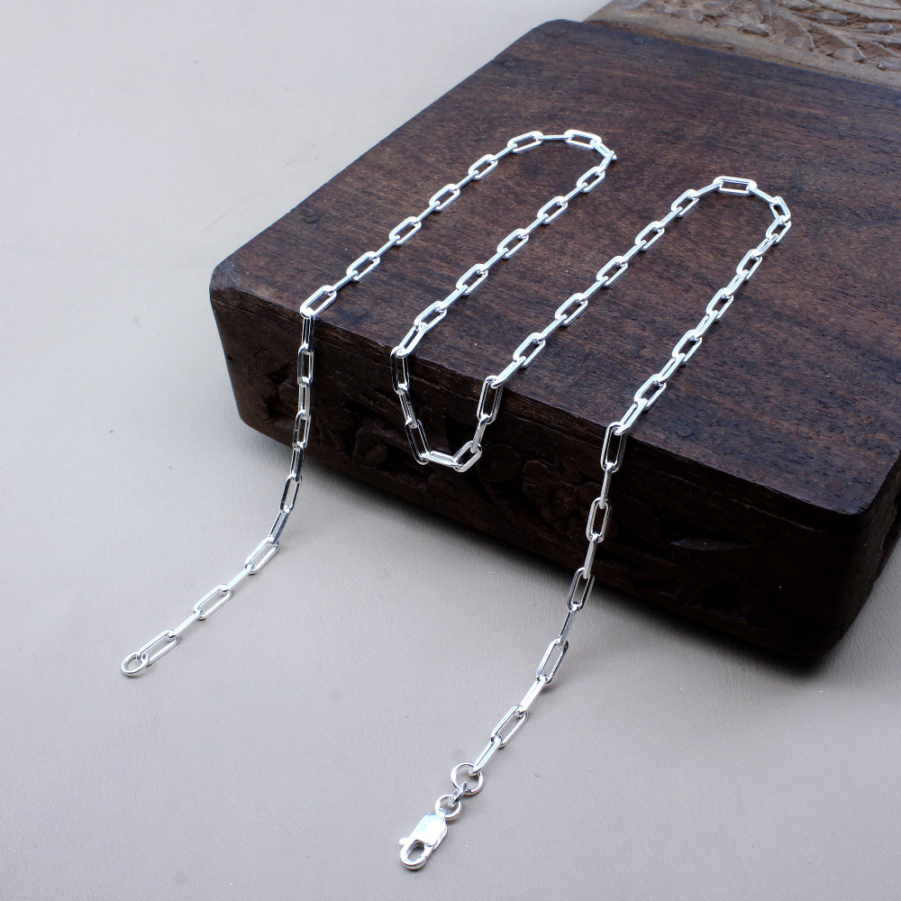 Real Solid Silver Indian Box Style Chain 20" Neck Chain – Karizma Jewels