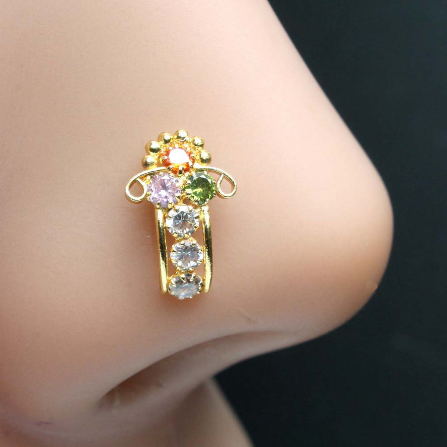 Buy Gold Plated Nose rings Online | Gold Nose Ring Studs – Karizma Jewels