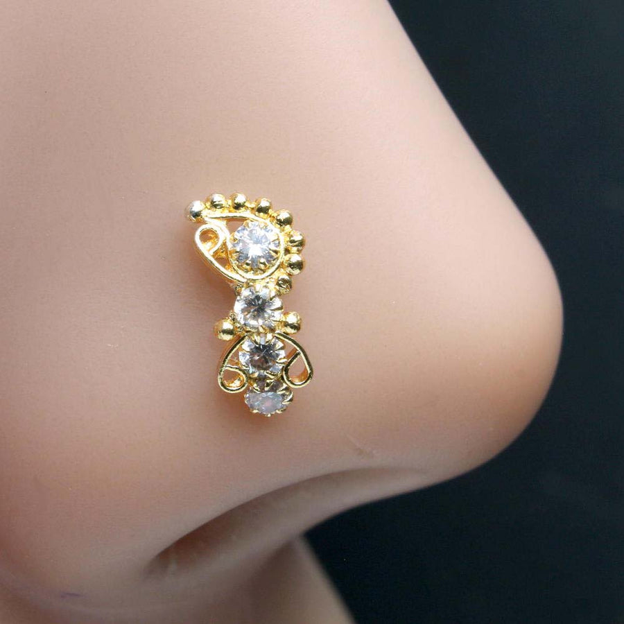 Buy Gold Plated Nose rings Online | Gold Nose Ring Studs – Karizma Jewels