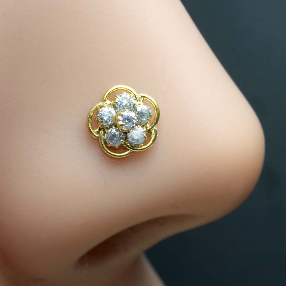 Medusa twinkle bloom women nose pin – Karizma Jewels