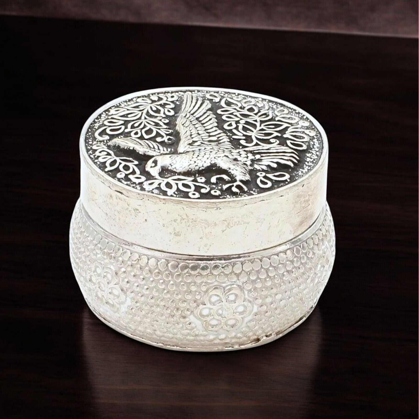 Real Silver Honey Container Oxidized Eagle design Dibbi for Red Book R ...