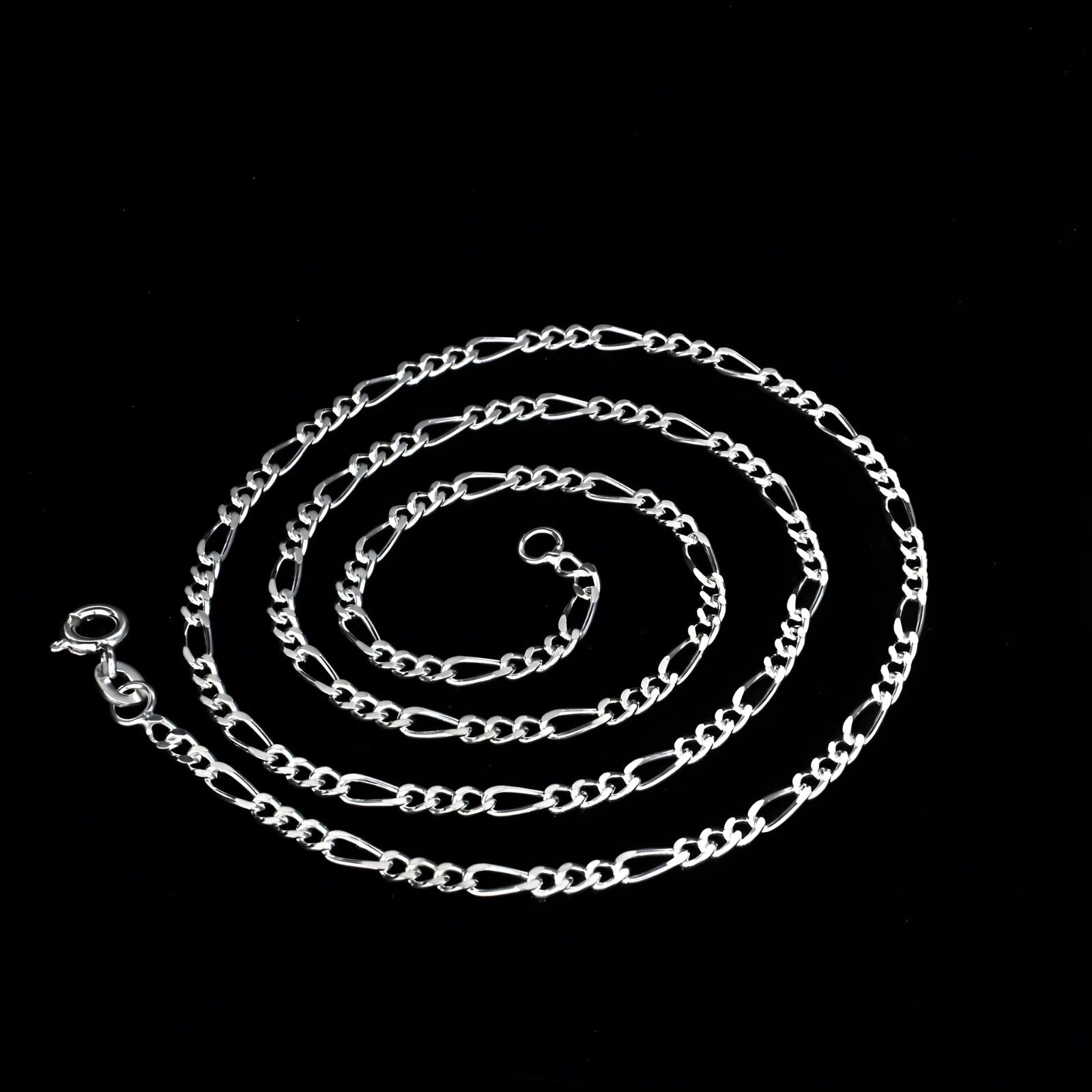 Handmade 925 Sterling Silver figaro Neck chain 18" – Karizma Jewels