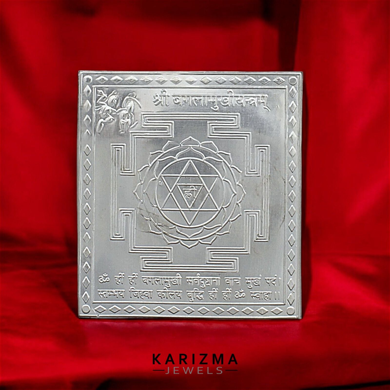 Real Silver Shree Baglamukhi Yantra for Hindu religious red book remed ...