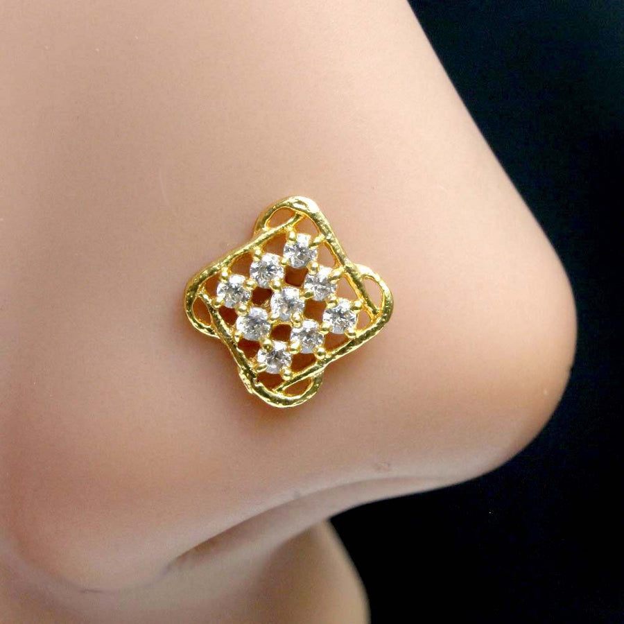Square filigree nose pin – Karizma Jewels