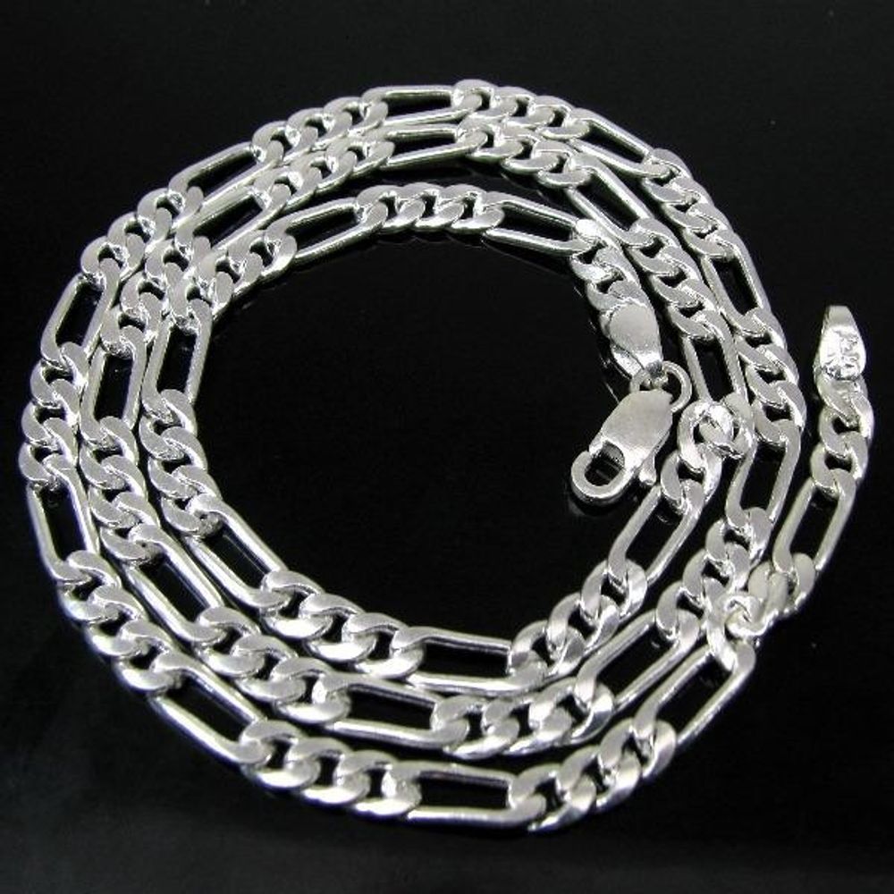 Real 925 Silver Figaro Link Design Chain 20 Inches – Karizma Jewels